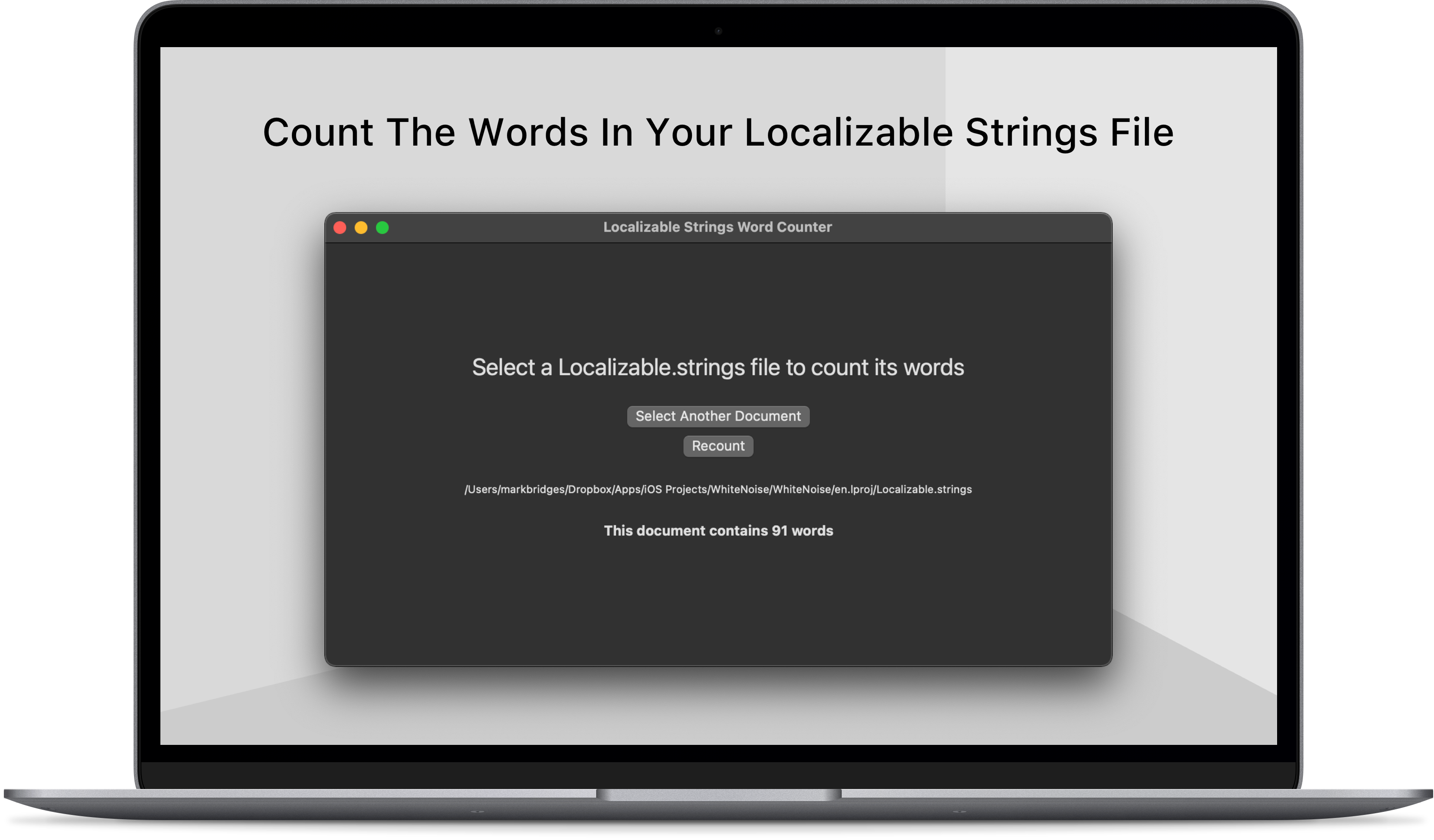 Localizable Strings Word Count MacOS App